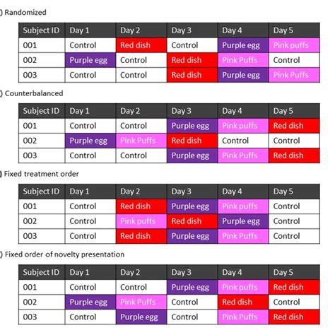 Example Five Day Novel Object Testing Timeline For Three Test Subjects Download Scientific