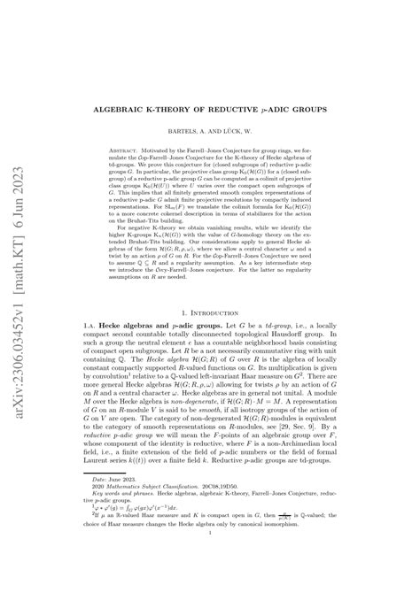 Pdf Algebraic K Theory Of Reductive P Adic Groups