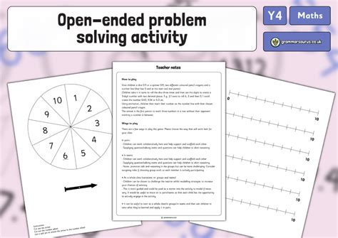 Year 4 Decimals Open Ended Problem Solving Activity Grammarsaurus
