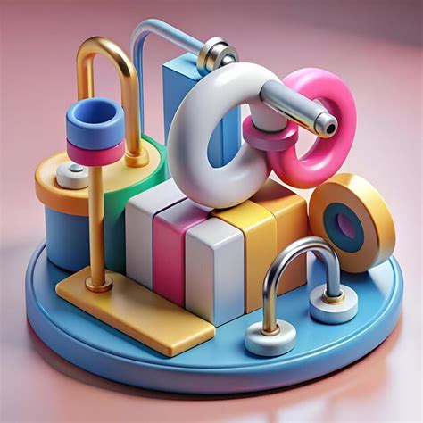 A Vibrant 3d Abstract Composition Featuring Colorful Geometric Shapes Playful Textures And
