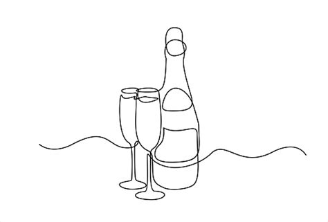 샴페인 병과 유리잔의 연속적인 한 선 그리기 건배 건배 라인 아트 스타일의 휴일 개념 흰색 배경에 그림 0명에 대한 스톡 벡터 아트 및 기타 이미지 Istock