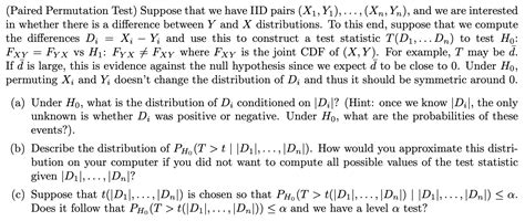 Paired Permutation Test Suppose That We Have Iid