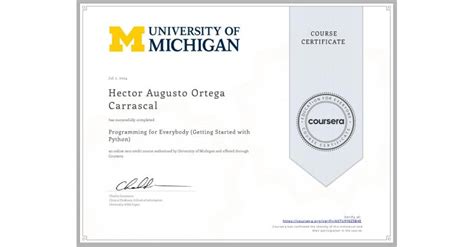 Hector Ortega Carrascal On Linkedin Completion Certificate For Programming For Everybody