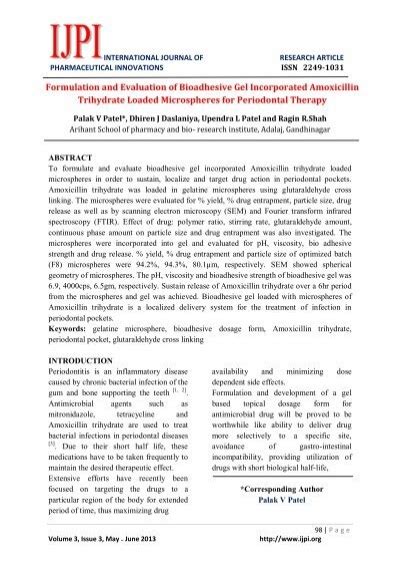 Formulation And Evaluation Of Bioadhesive Gel Incorporated Ijpi