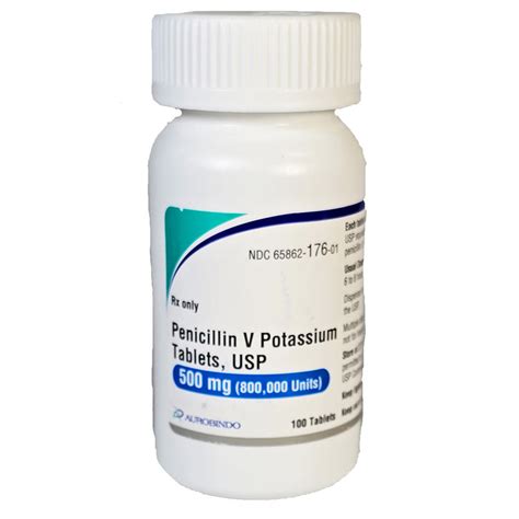 Penicillin V Potassium Antibiotic Tablets 500 Mg 800000 Units 100b