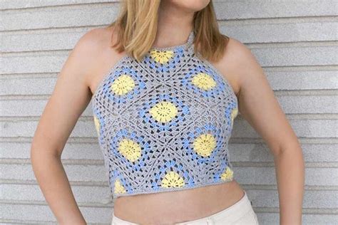 Easy And Fashion Crochet Granny Square Halter Top