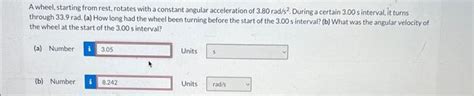 solved a wheel starting from rest rotates with a constant
