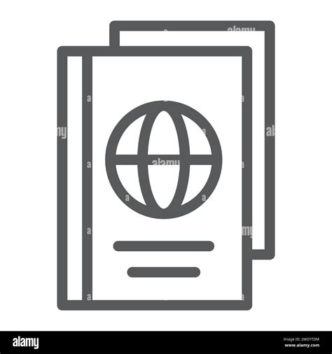 Passport Line Icon Document And Travel Identification Sign Vector Graphics A Linear Pattern