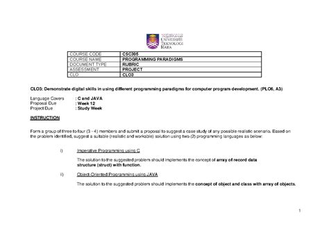 csc305 clo3 demonstrate digital skills in using different programming paradigms for computer