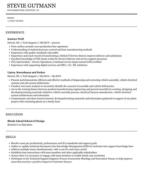 Tech Support Resume Samples Velvet Jobs