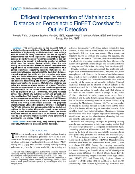 Pdf Efficient Implementation Of Mahalanobis Distance On Ferroelectric Finfet Crossbar For