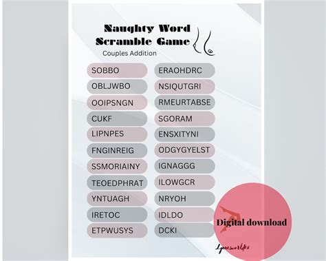 Printable Sex Games Word Scramble Adults Games Adults Sex Etsy Australia