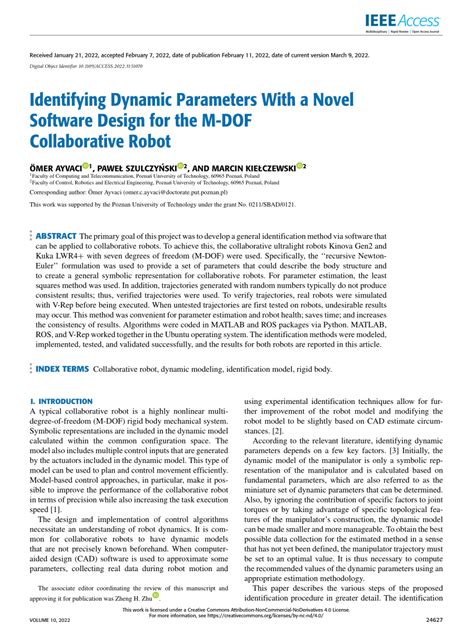 Pdf Identification Dynamic Parameters With A Novel Software Design