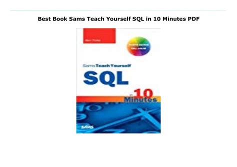 Best Book Sams Teach Yourself Sql In 10 Minutes Pdf