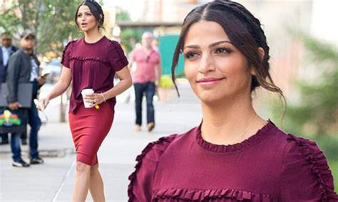 Camila Alves Leaves New York Hotel In Chic Burgundy Otufit Daily Mail Online