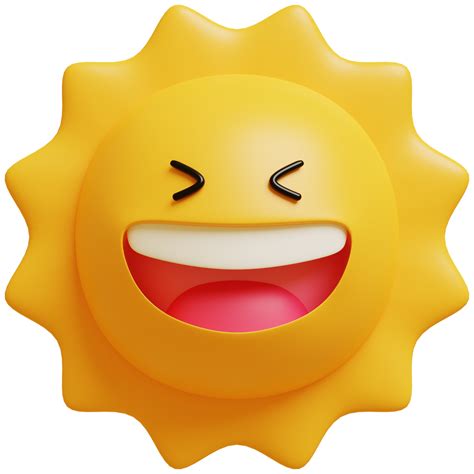 3d Sun Emojihappy Sun Funny Cute Character 22207048 Png