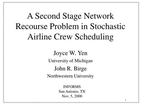 Ppt A Second Stage Network Recourse Problem In Stochastic Airline