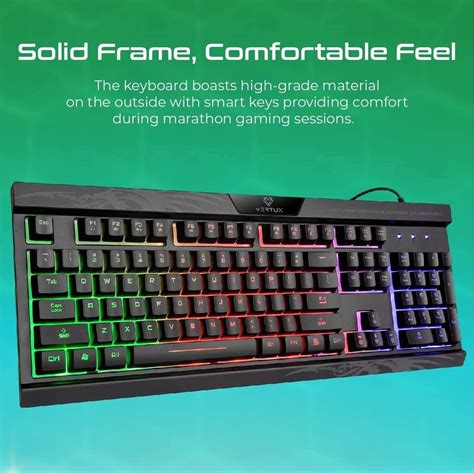 Vertux Amber Pro Performance Wired Gaming Keyboard Black Years Warranty Gamers Keyboard