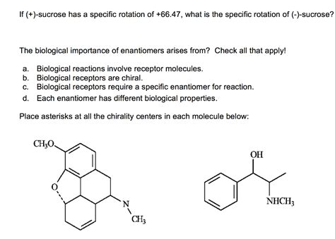 Solved A If Sucrose Has A Specific Rotation Of Chegg Com