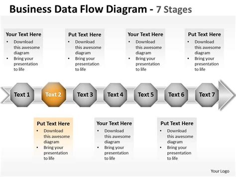 Business PowerPoint Templates 7 Stage Data Flow Diagram Sales PPT Slides PowerPoint Slide