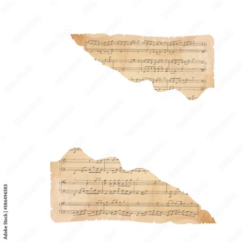 Parchment Piece Of Paper With Old Music Melody Song Scrapbook Sheet