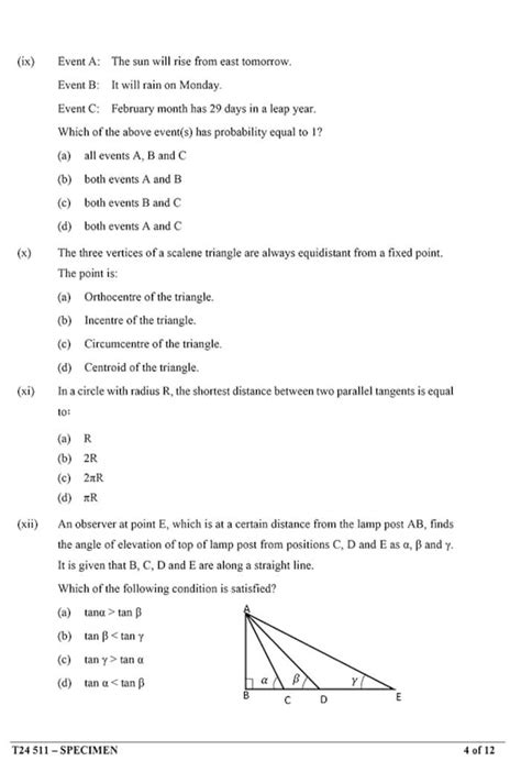 Cisce Icse Class 10th Mathematics Specimen Question Paper 2024 See Photos Here