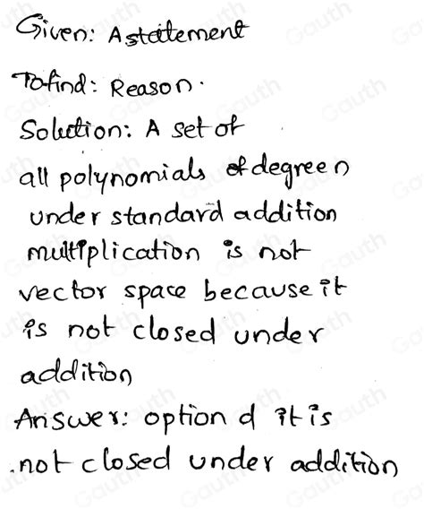 Solved The Set Of All Polynomials Of Degree 6 Under The Standard Addition And Scalar Solved The Set Of All Polynomials Of Degree 6 Under The Standard Addition And Scalar
