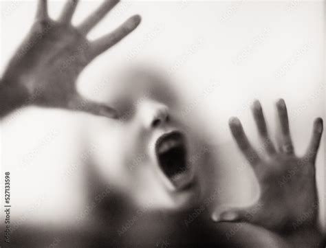 Scary Picture Of Hands Behind Glass Horror Ghost Woman Behind Door