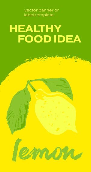 벡터 수직 배너 템플릿 와 손으로 그린 레몬 그림 와 파스텔 그림 질감 와 0명에 대한 스톡 벡터 아트 및 기타 이미지 0명