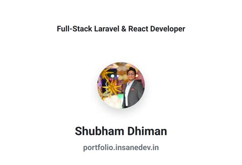 Shubham Dhiman Full Stack Laravel And React Developer