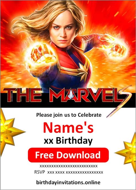 The Marvels Birthday Invitations Birthday Invitations