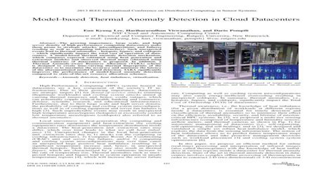 Pdf Model Based Thermal Anomaly Detection In Cloud Datacenterspompili Paper 2013 Dcoss