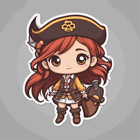Premium Vector Pirate Girl Cartoon Vector