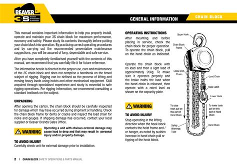 Chain Block Safety Operations And Parts Manual Pdf