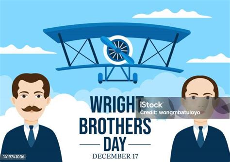 라이트 브라더스 데이 12 월 17th 템플릿 손으로 그린 만화 일러스트 기계적으로 추진 된 비행기에서 첫 번째 성공적인 비행의