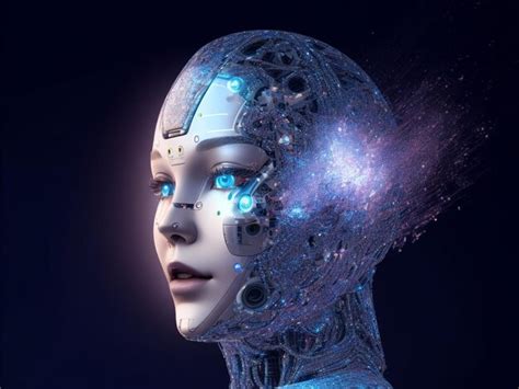 Premium Ai Image A Woman With A Robot Head And Blue Eyes
