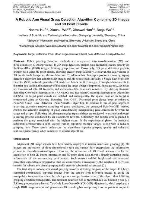 A Robotic Arm Visual Grasp Detection Algorithm Combining 2d Images And