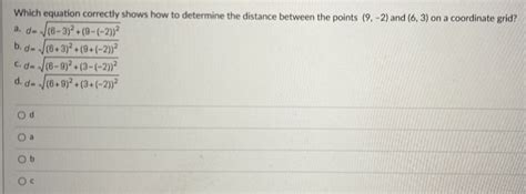 solved which equation correctly shows how to determine the distance