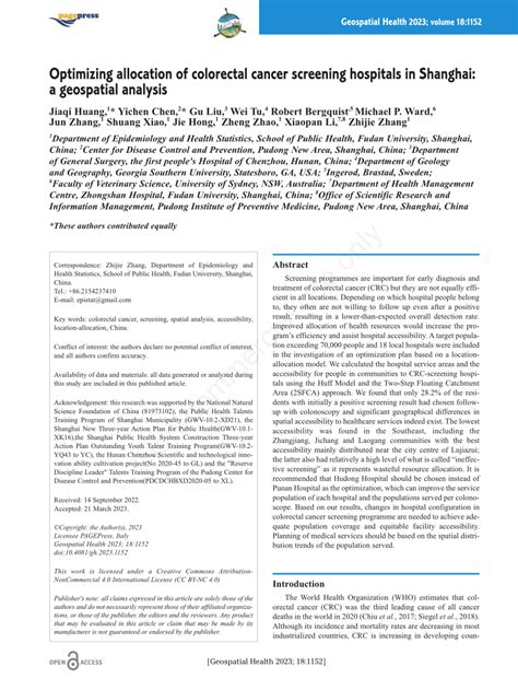 Pdf Optimizing Allocation Of Colorectal Cancer Screening Hospitals In