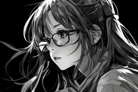 Premium Photo Cute Anime Girl Portrait Black And White Colors Sketch