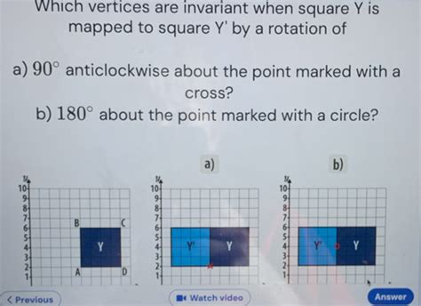 solved which vertices are invariant when square y is mapped to square