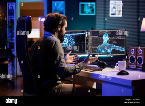 Sentient Ai Gains Humanoid Form Inside Pc Talking With Confused Computer Engineer Self Aware