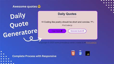 build a random quote generator in html css and javascript procodeup youtube