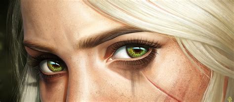 Eyes Cirilla Fiona Elen Riannon Digital Art Closeup The Witcher 3