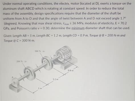 Solved Under Normal Operating Conditions The Electric Motor