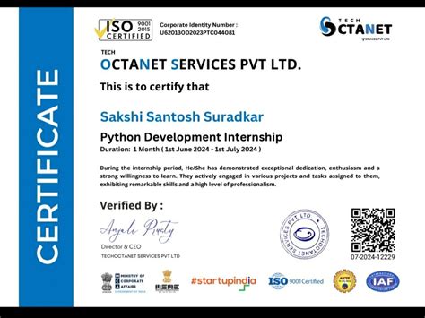 Sakshi Suradkar On Linkedin Octanet Internship Pythondevelopment