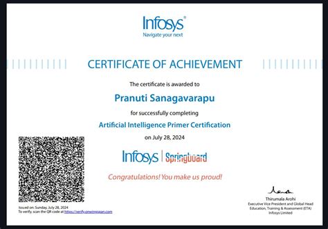 pranuti s on linkedin infosysspringboard ai primer skill