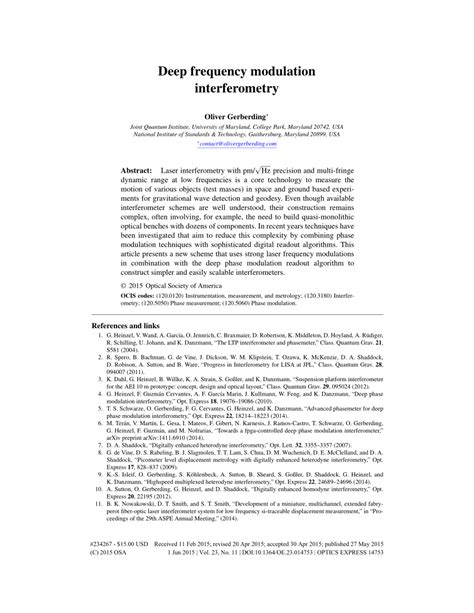 Pdf Deep Frequency Modulation Interferometry