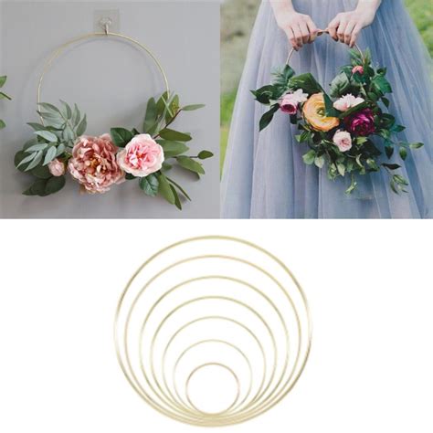 골드 메탈 반지 신부 화환 인조 꽃 랙 8 30cm Diy 웨딩 화환 들러리 잡기 드림 후프 매다는 장식 S파티 Diy 장식품 Aliexpress