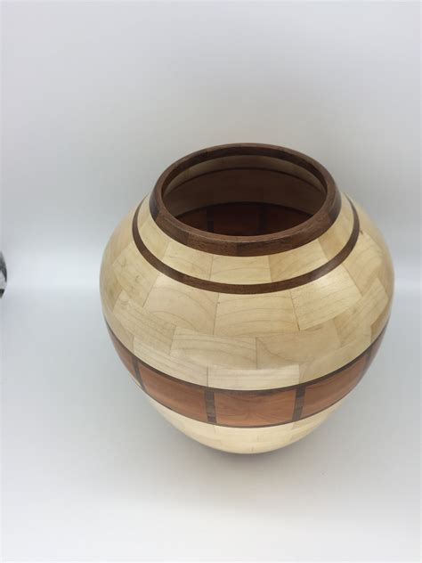 Wooden Vessel Wood Hollow Form Wood Handmade Decorative Segmented Vessel Etsy